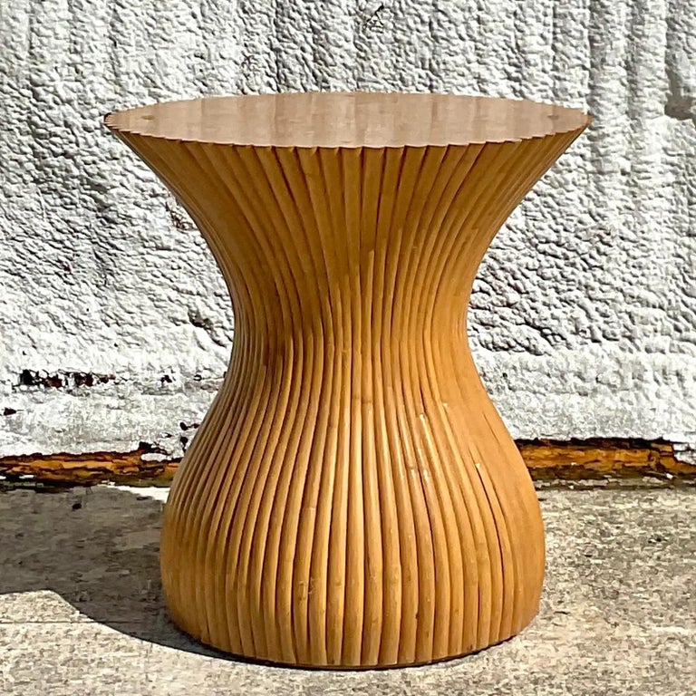 Vintage Coastal Pretzel Rattan Biomorphic Dining Table For Sale at 1stDibs