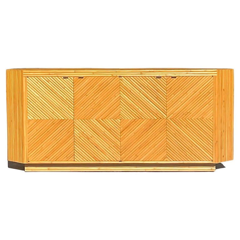 Vintage Coastal Pretzel Reed Chevron Credenza at 1stDibs