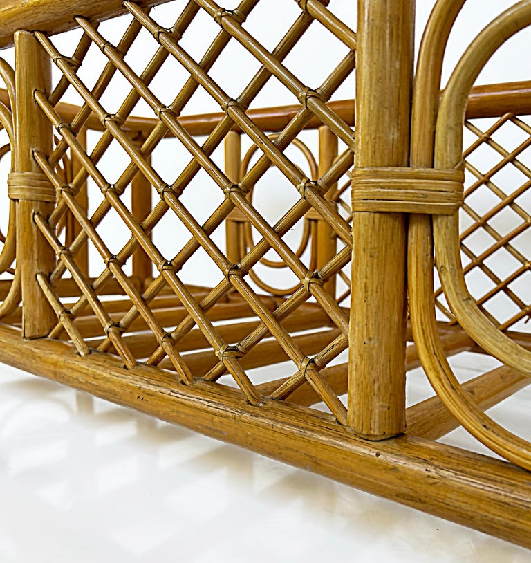 Vintage Coastal Rattan Coffee Cocktail Table with Glass Top For Sale at ...