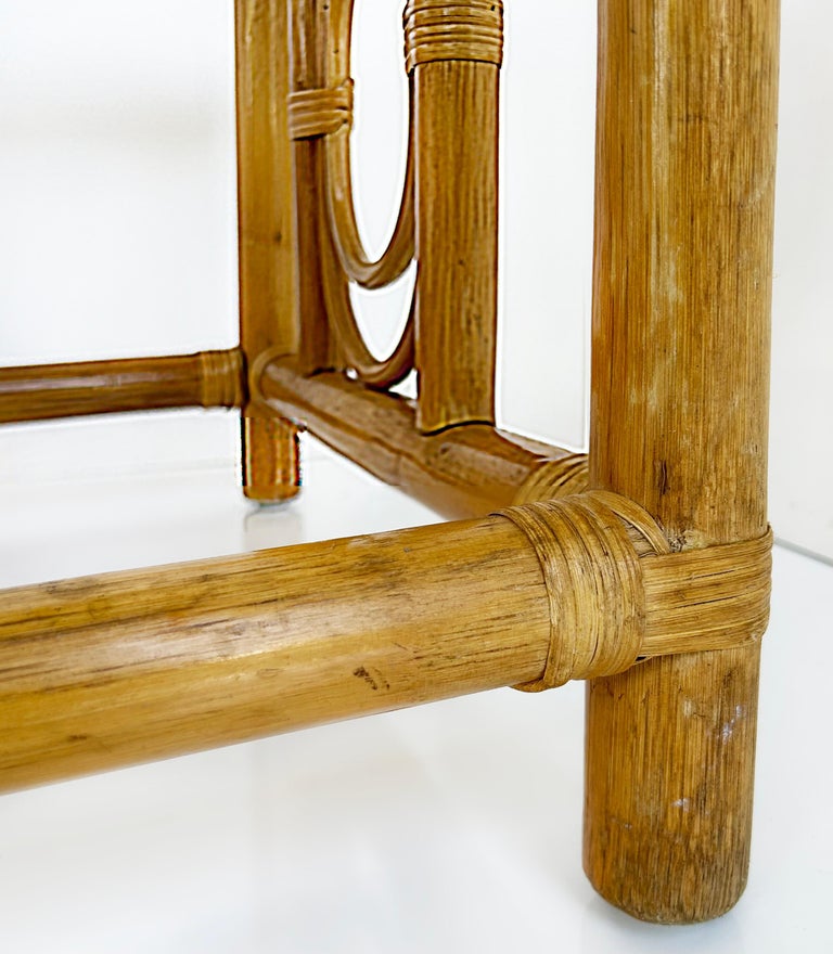 Vintage Coastal Rattan Coffee Cocktail Table with Glass Top For Sale at ...