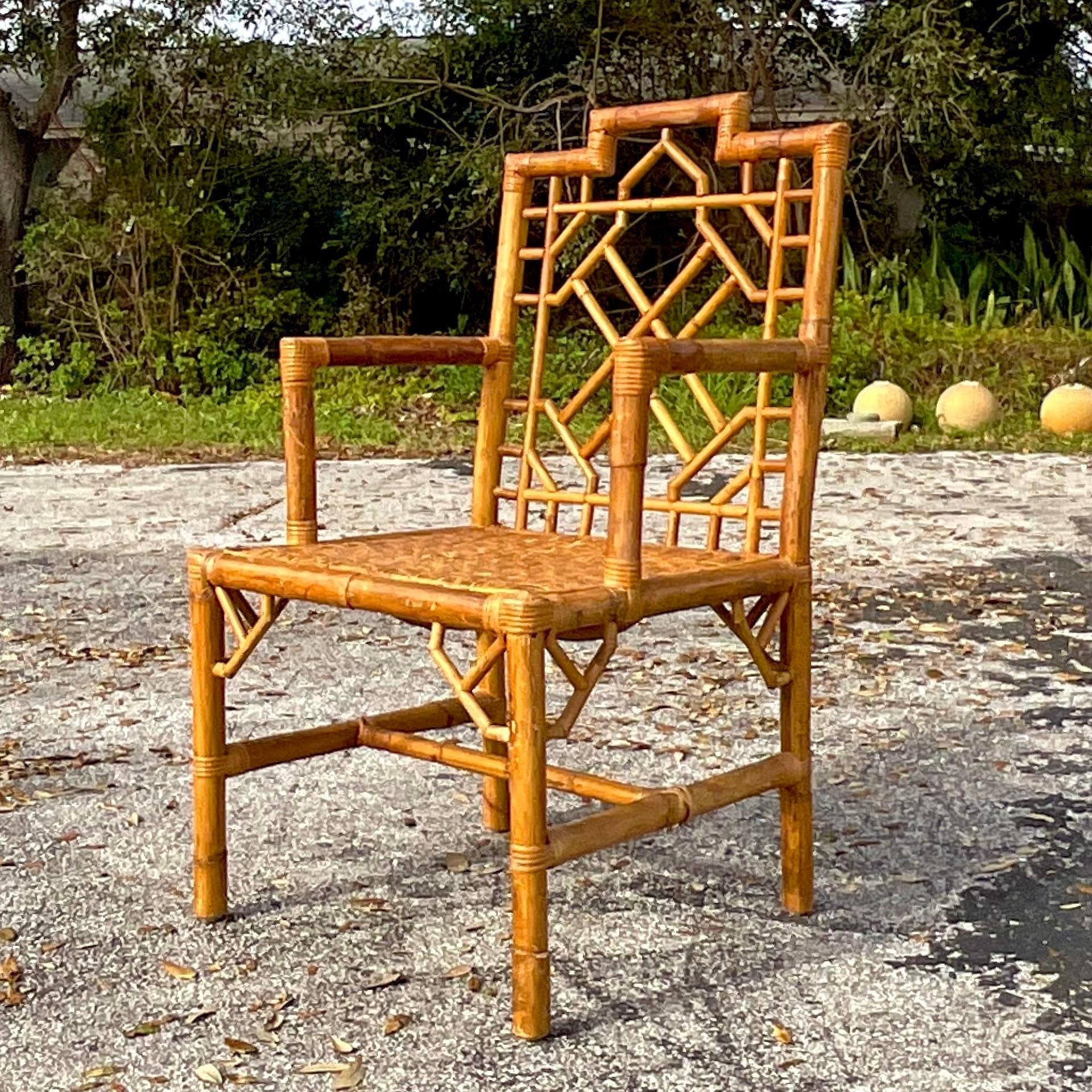 Vintage Coastal Rattan Emporer’s Chair For Sale at 1stDibs