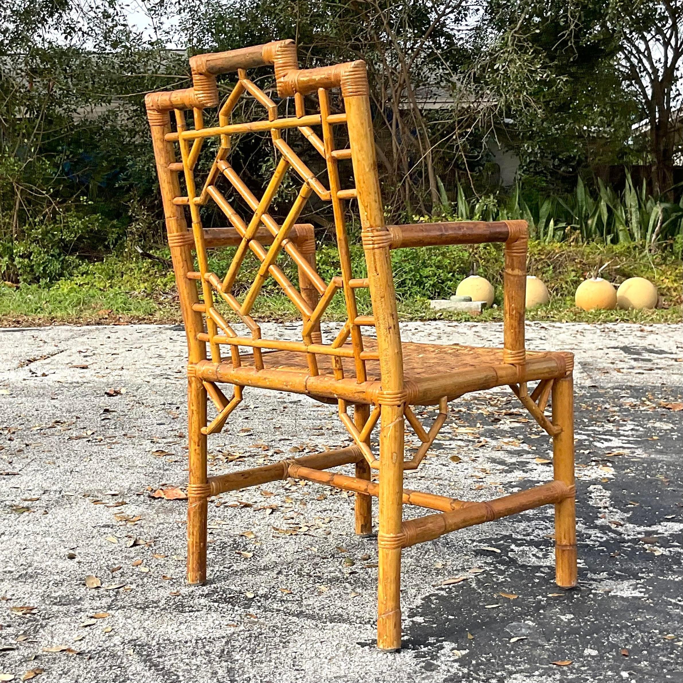 Vintage Coastal Rattan Emporer’s Chair For Sale at 1stDibs