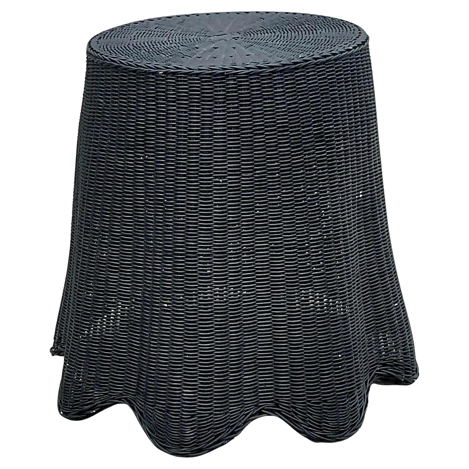 Vintage Coastal Rattan Ghost Side Table For Sale at 1stDibs