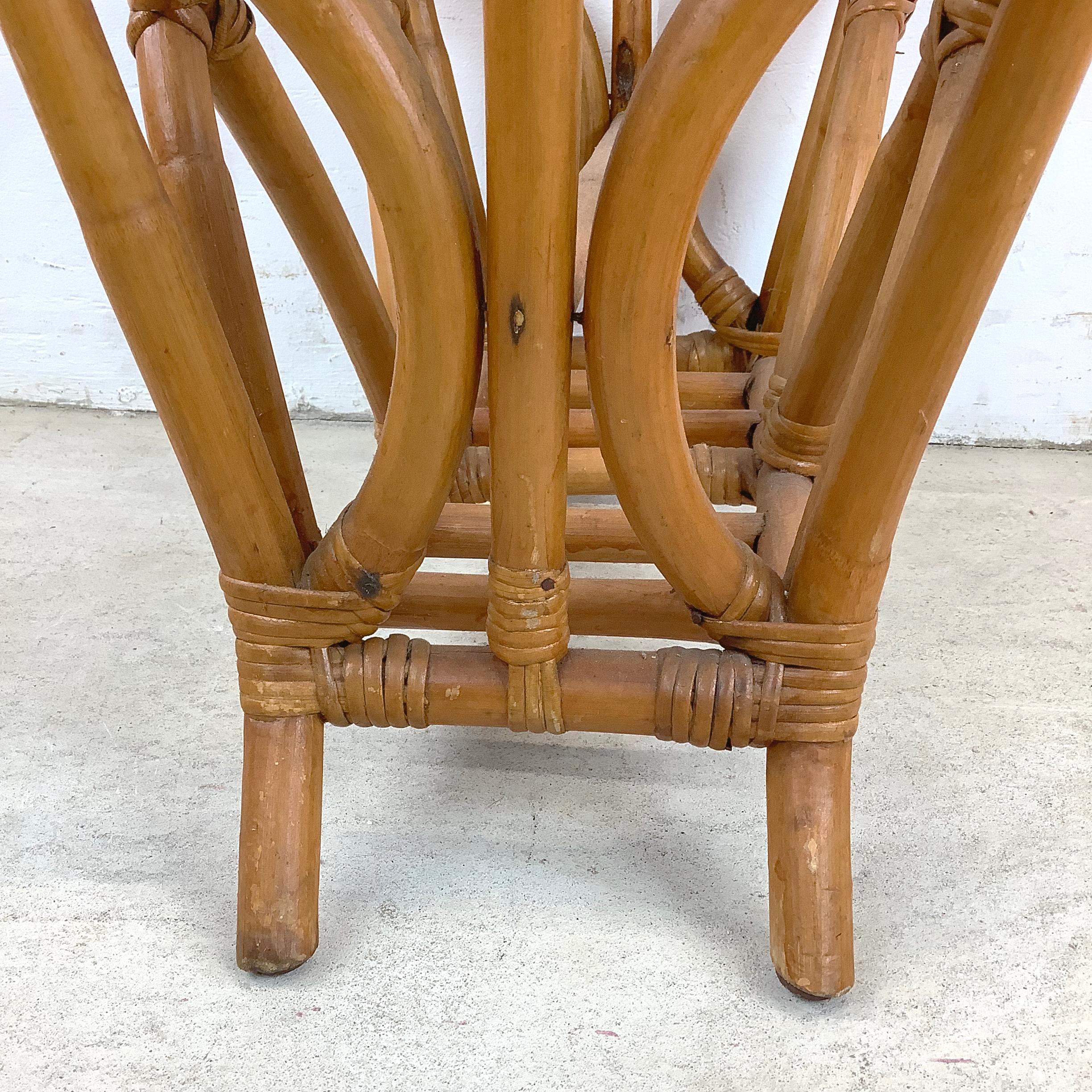 Vintage Coastal Rattan Magazine Rack For Sale at 1stDibs