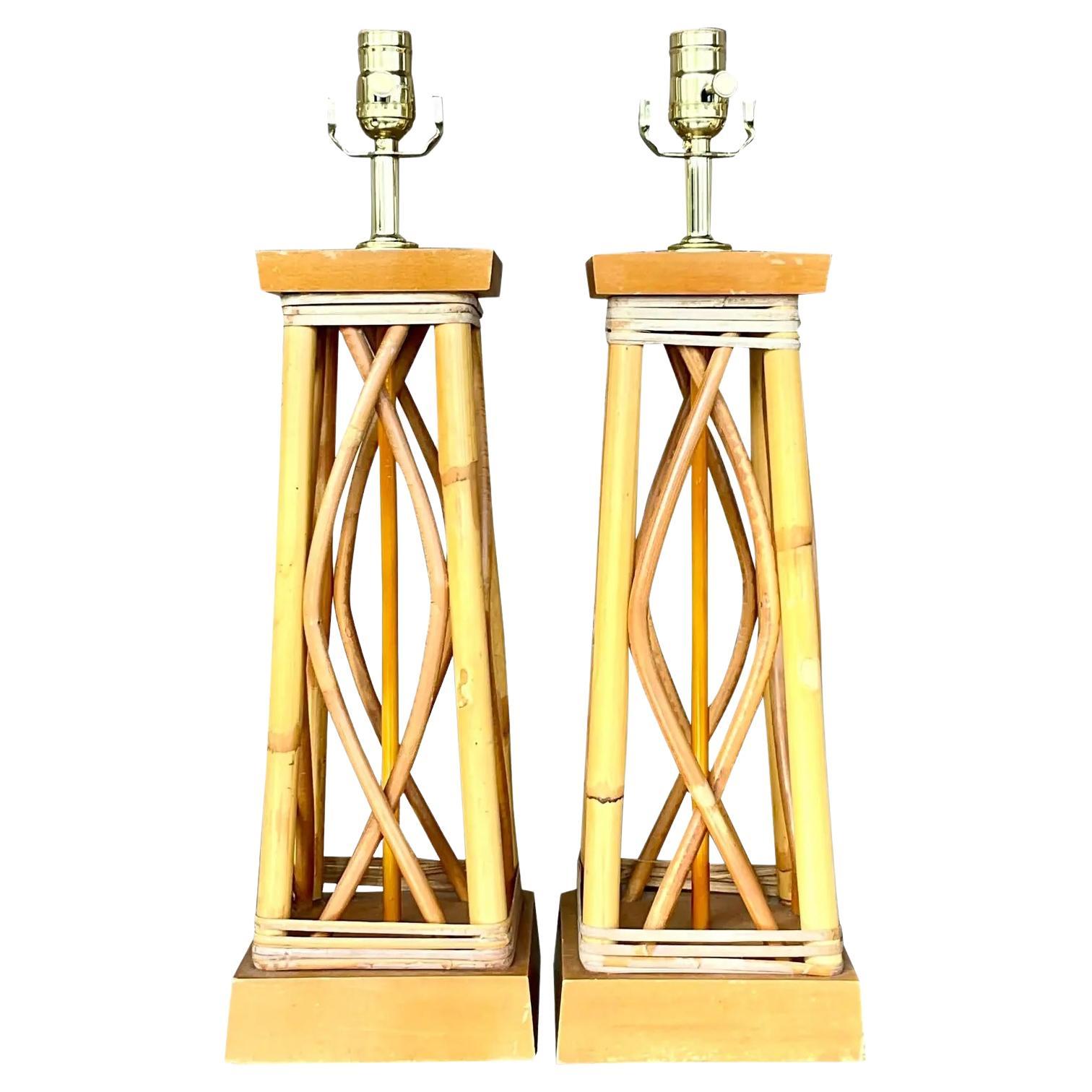 Vintage Rattan Barrel Lamp at 1stDibs