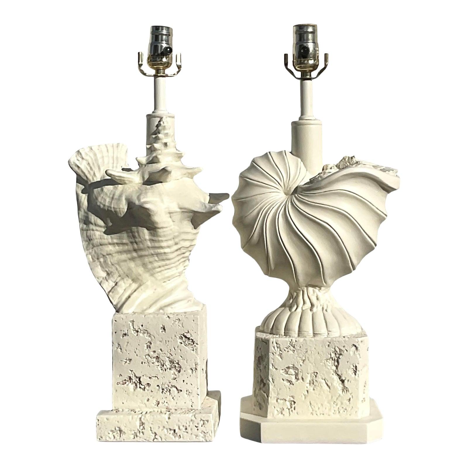 Pair Of Resin Shell Lamps at 1stDibs