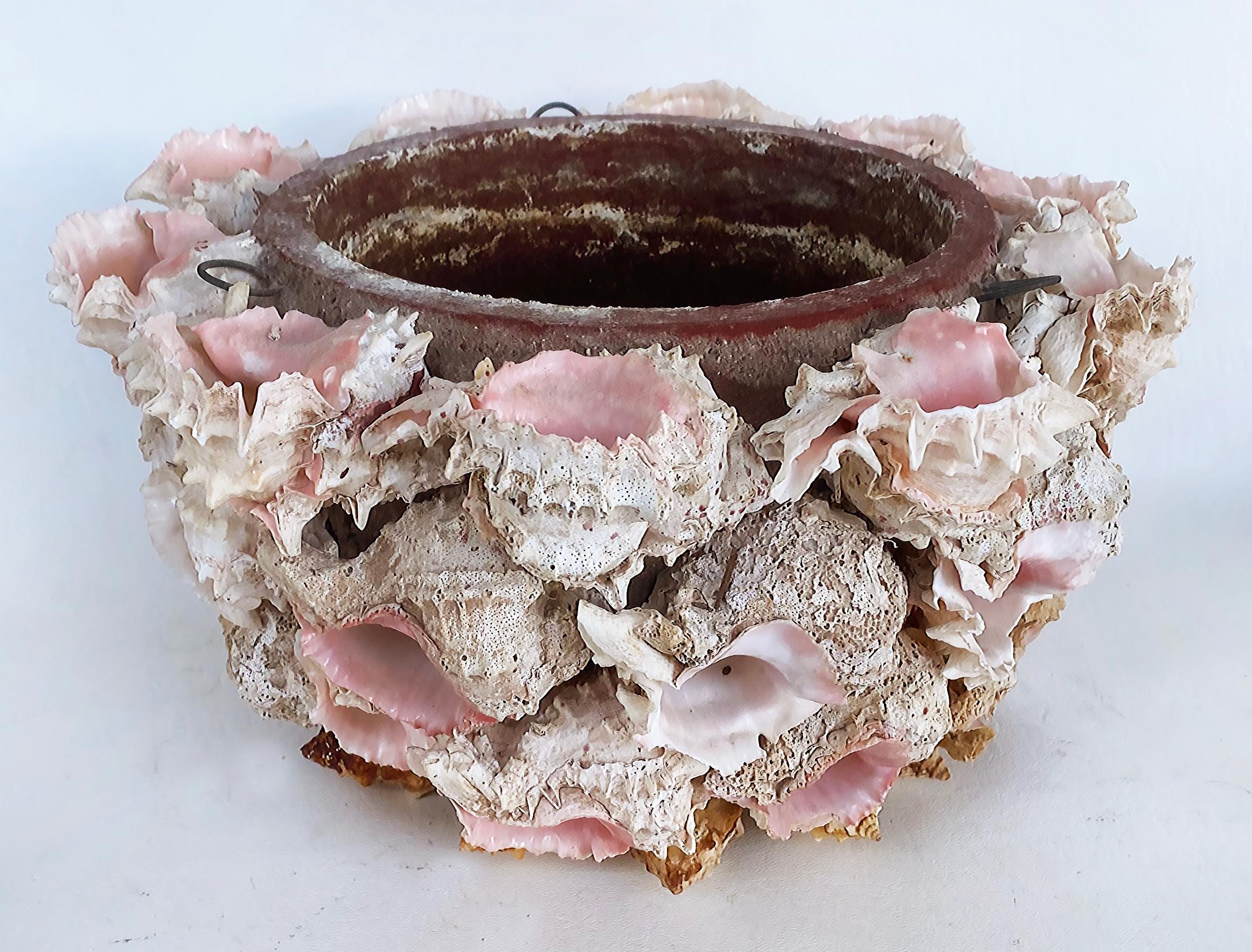 Vintage Coastal Shell Embellished Planter Cachepot from a Florida ...
