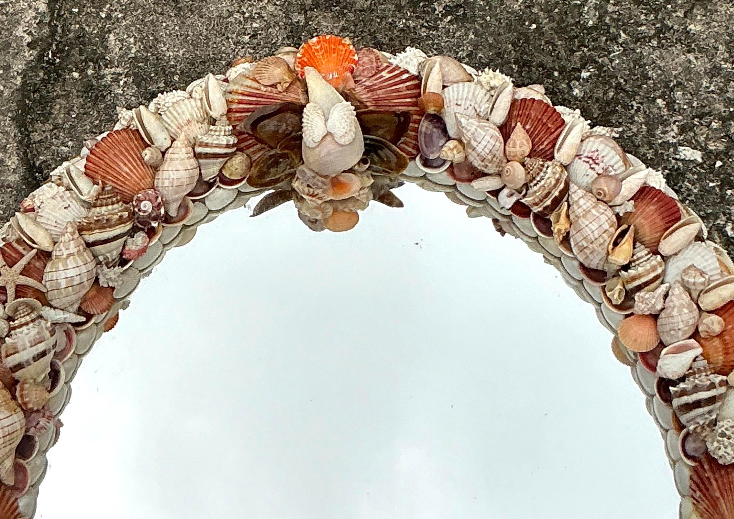Vintage Coastal Shell Encrusted Mirror For Sale at 1stDibs