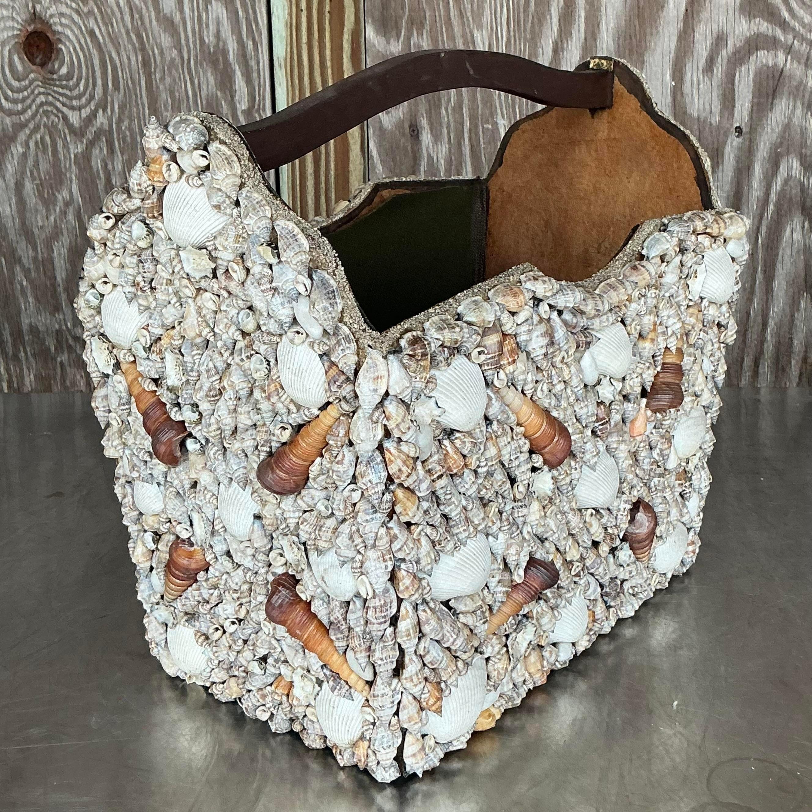 Vintage Coastal Shell Encrusted Newspaper Rack For Sale at 1stDibs