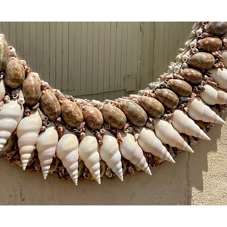 Vintage Coastal Shell Mirror For Sale at 1stDibs