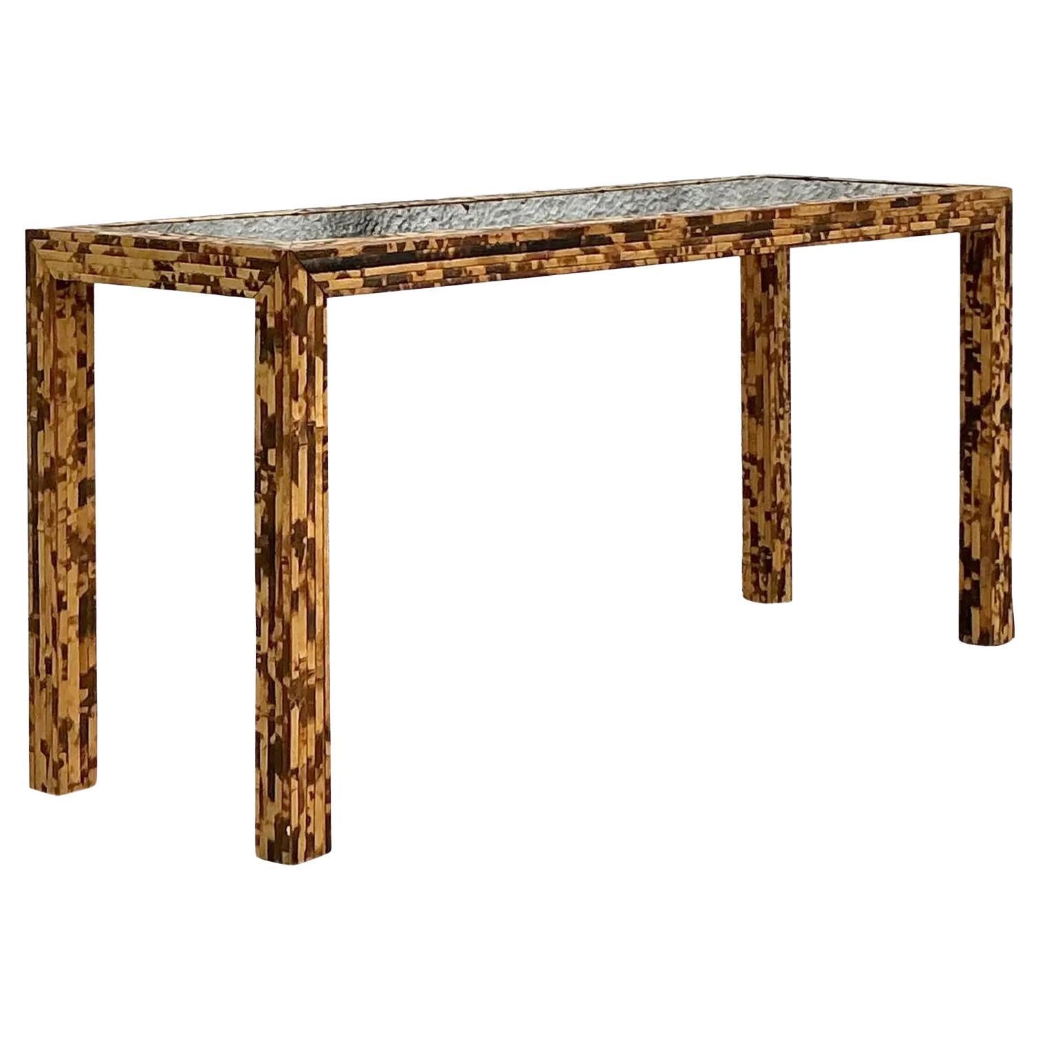 Coastal Bamboo Console Table For Sale at 1stDibs