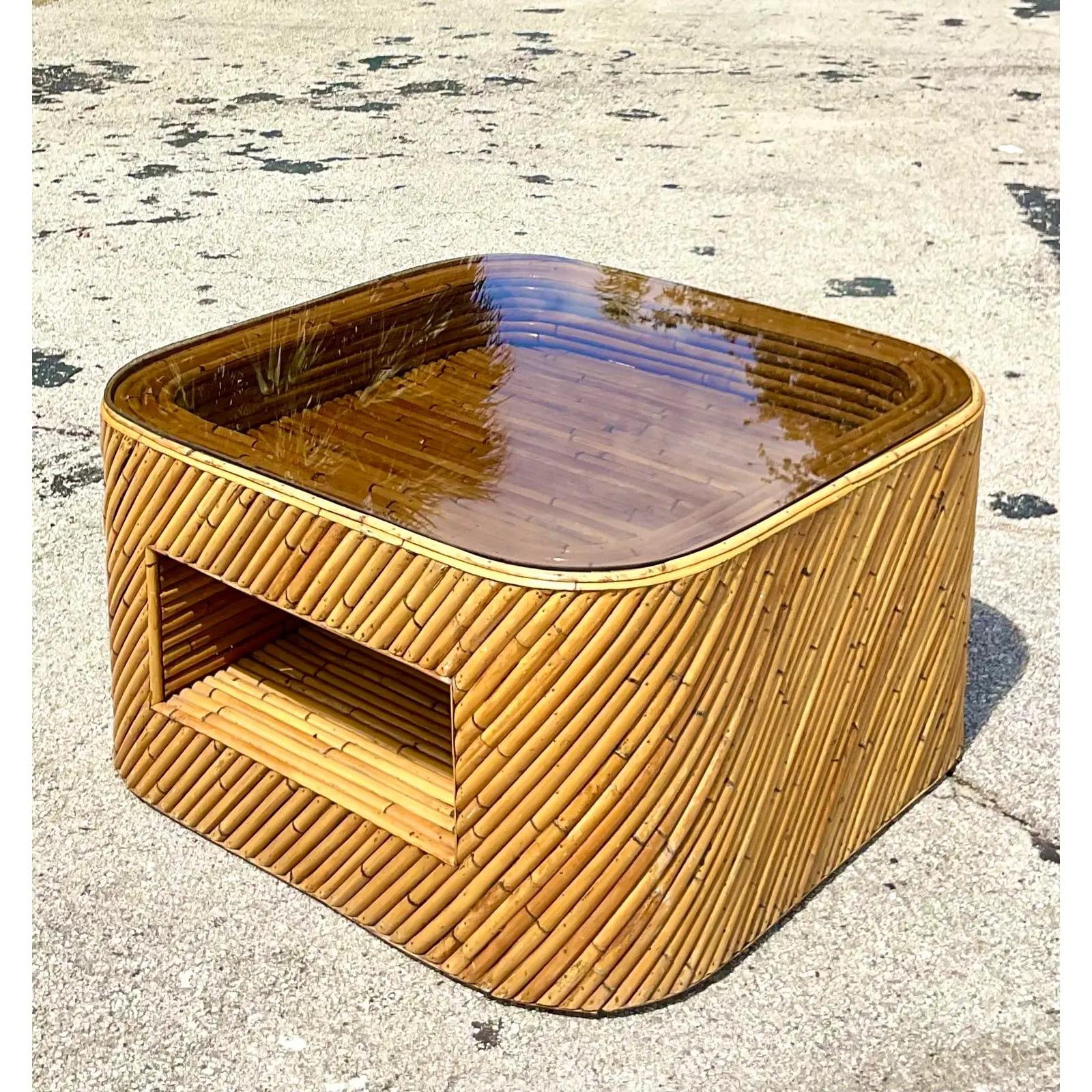 Vintage Coastal Split Reed Coffee Table For Sale at 1stDibs | coastal ...