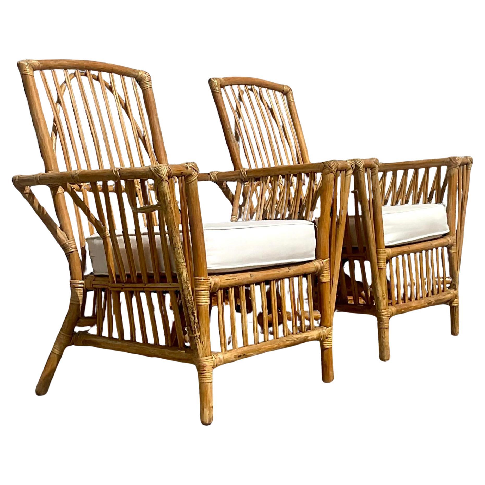 Vintage Coastal Wrapped Rattan Dining Chairs After Bielecky Brothers ...