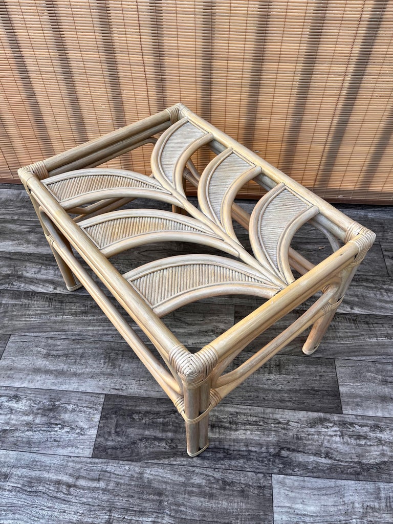 Vintage Coastal Style Pencil Reed Side Table For Sale at 1stDibs