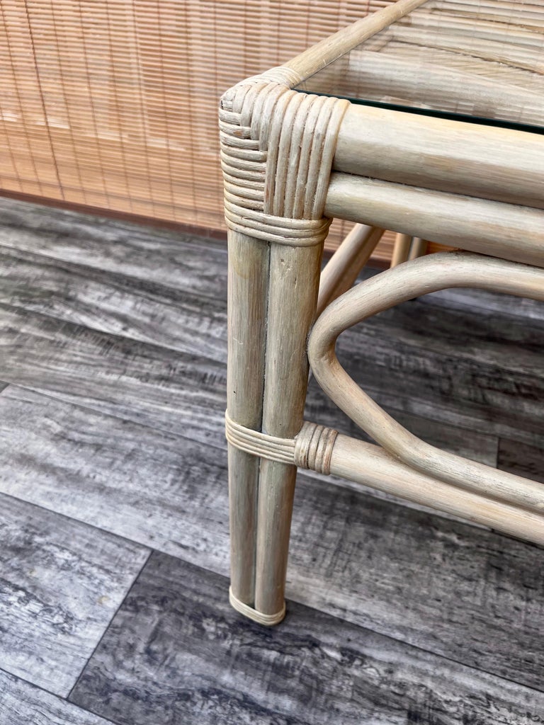 Vintage Coastal Style Pencil Reed Side Table For Sale at 1stDibs