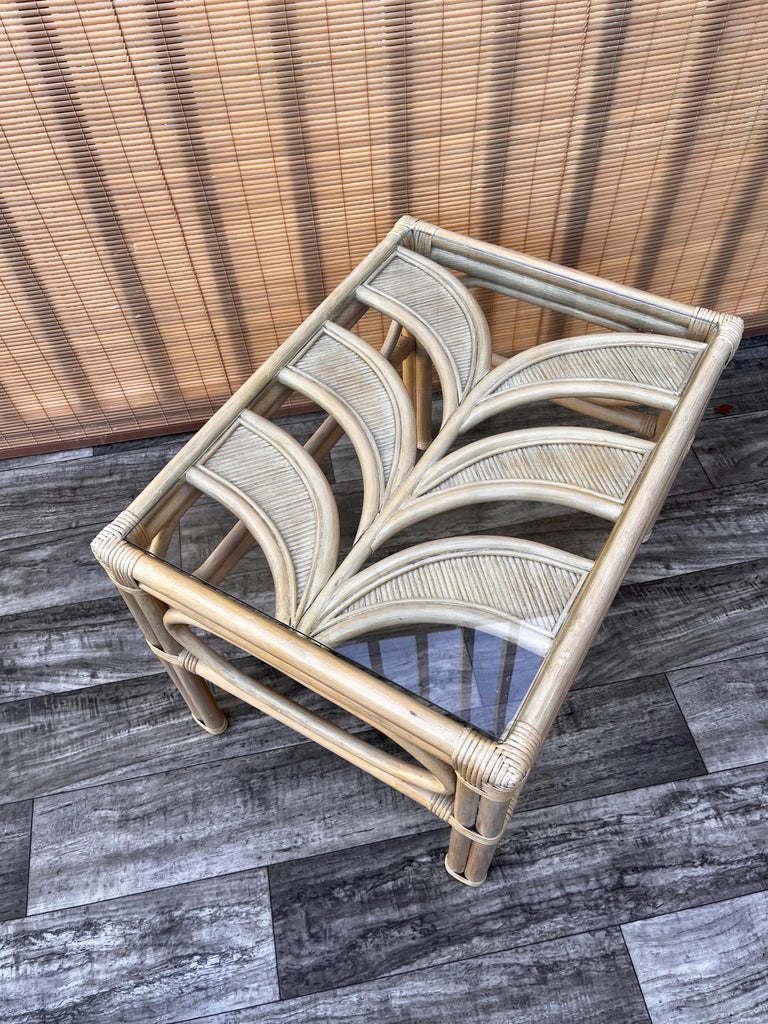 Vintage Coastal Style Pencil Reed Side Table For Sale at 1stDibs