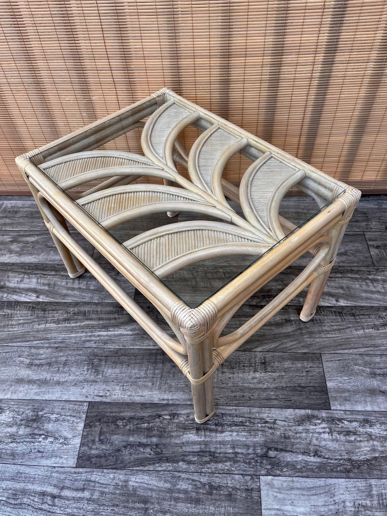 Vintage Coastal Style Pencil Reed Side Table For Sale at 1stDibs