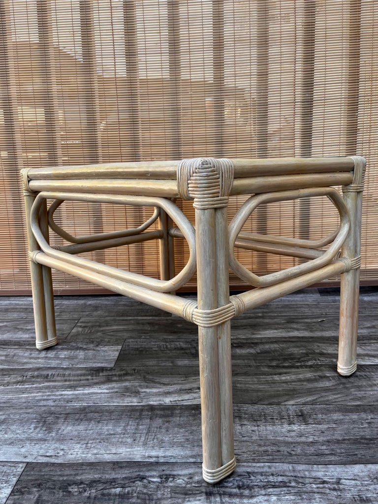Vintage Coastal Style Pencil Reed Side Table For Sale at 1stDibs