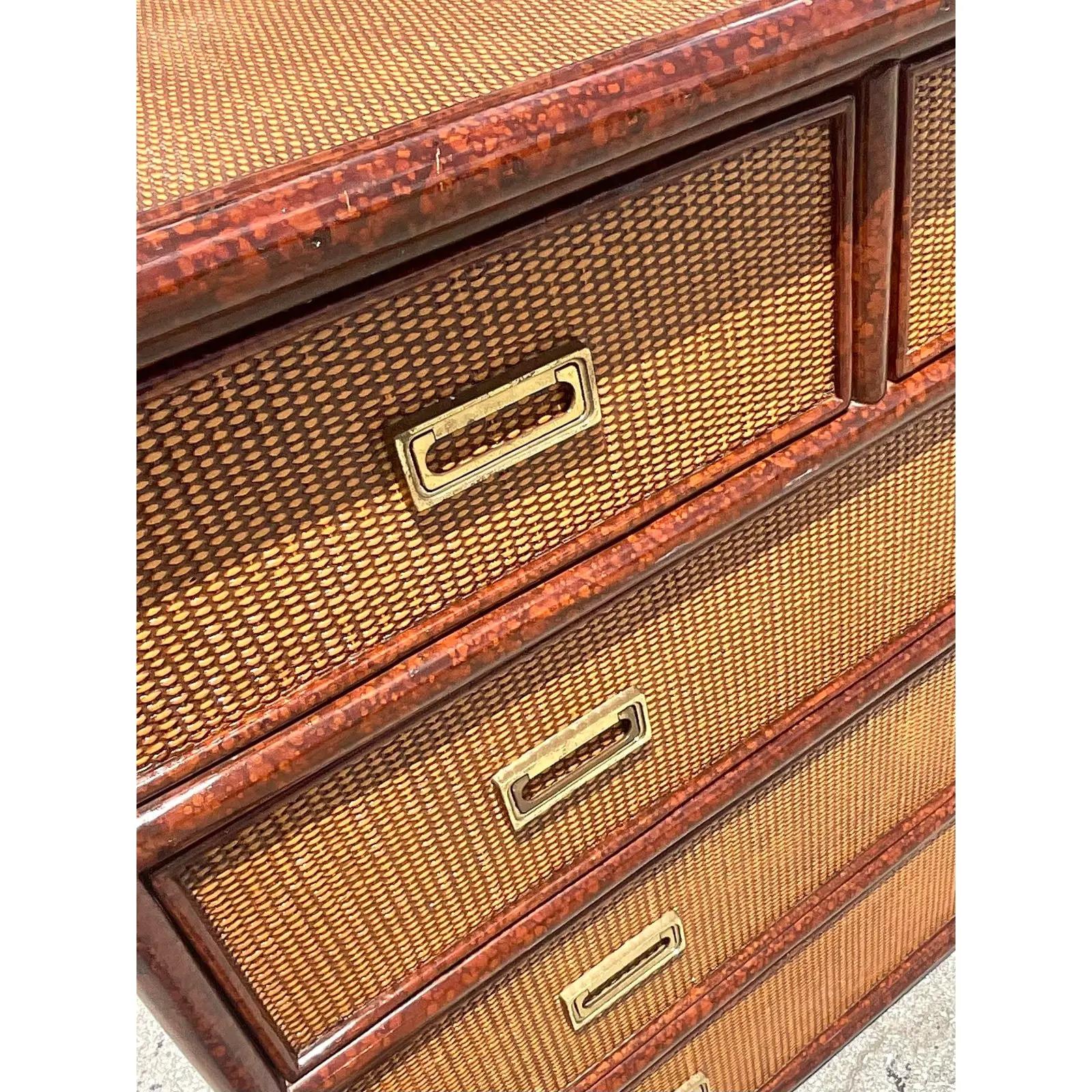 Vintage Coastal Tortoise Shell Chest of Drawers For Sale at 1stDibs