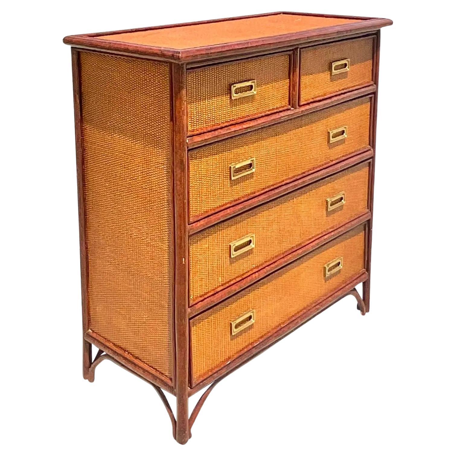Vintage Coastal Tortoise Shell Chest of Drawers For Sale at 1stDibs