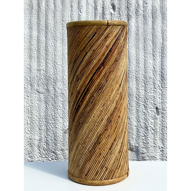 Vintage Coastal Twisted Pencil Reed Pedestal at 1stDibs