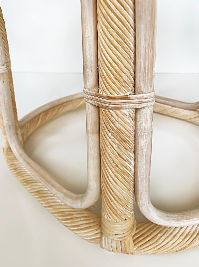 Vintage Coastal Washed Pencil Reed Glass Top End Tables, Pair For Sale ...