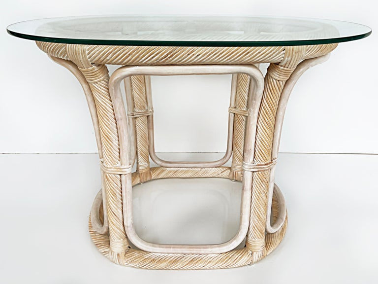 Vintage Coastal Washed Pencil Reed Glass Top End Tables, Pair For Sale ...