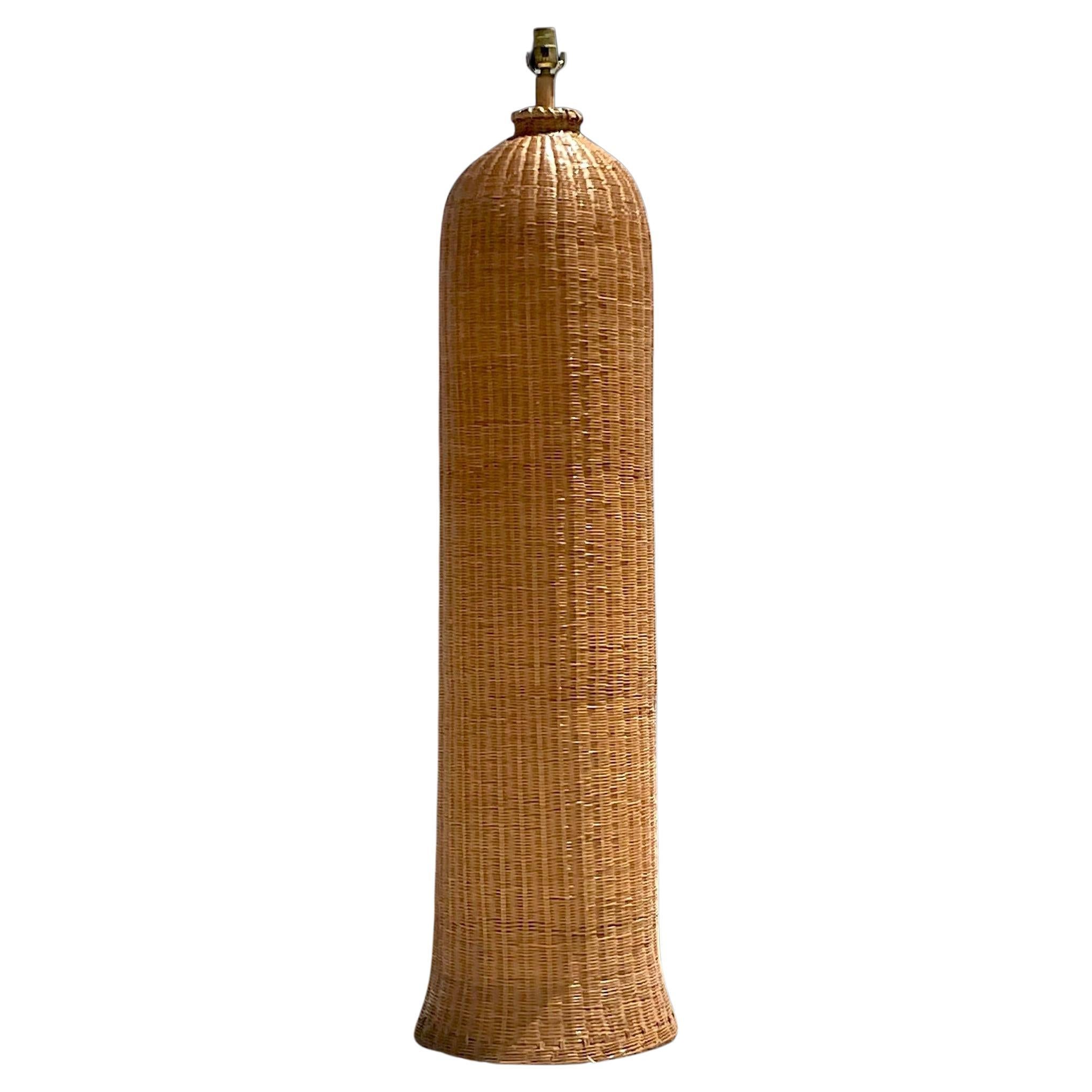 Vintage Coastal Woven Rattan Floor Lamp at 1stDibs