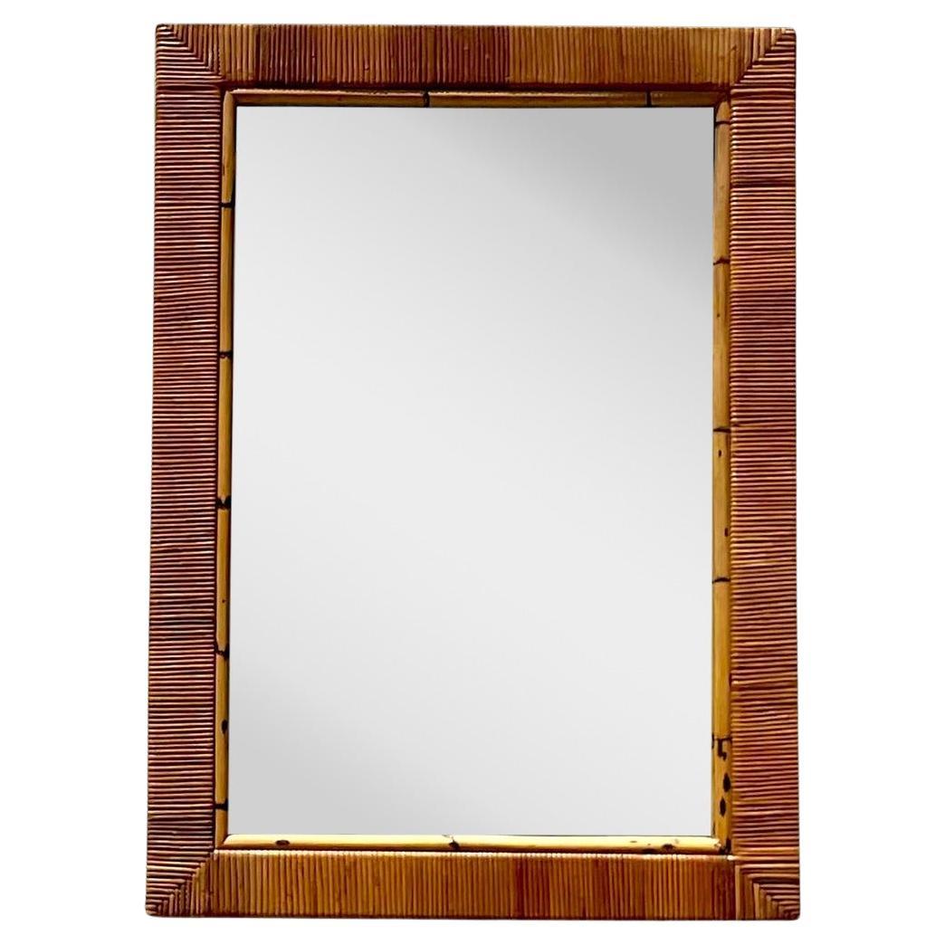 Vintage Coastal Wrapped Rattan Mirror For Sale at 1stDibs