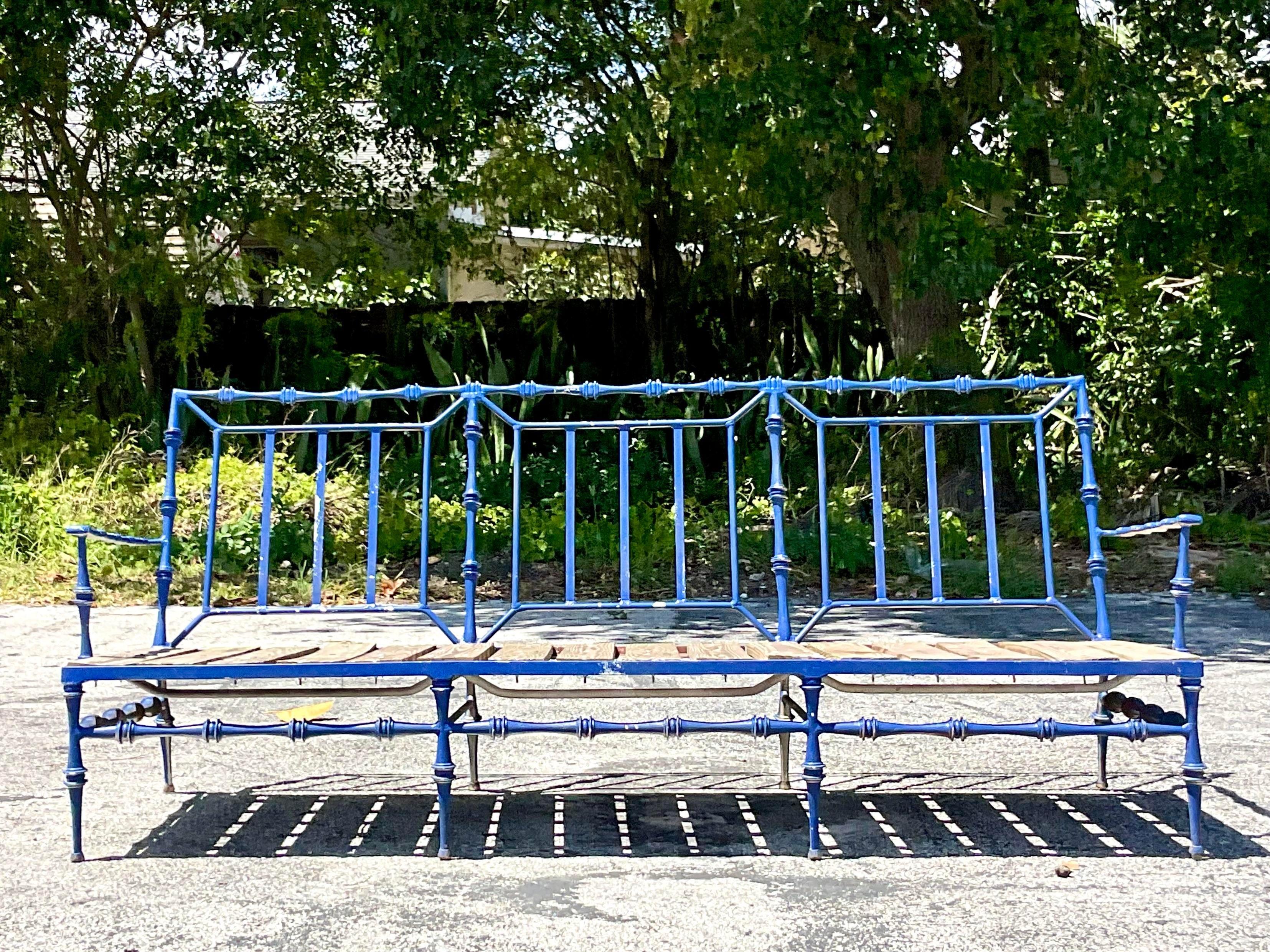 Vintage Coastal Wrought Iron Sofa After Phyllis Morris For Sale at 1stDibs