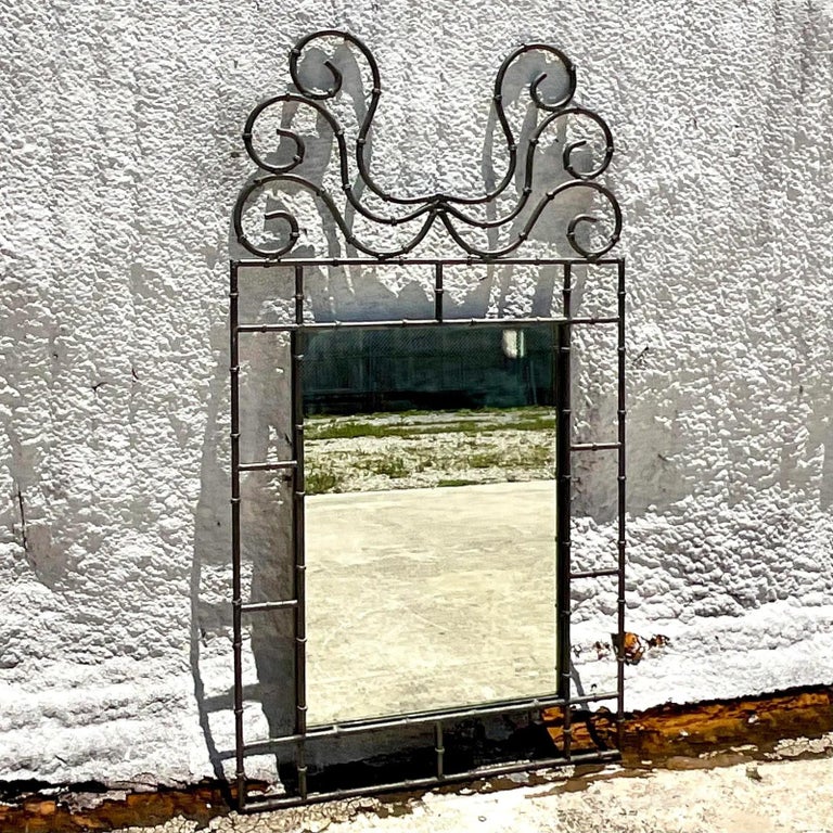 Vintage Coastal Wrought Iron Swirl Mirror at 1stDibs