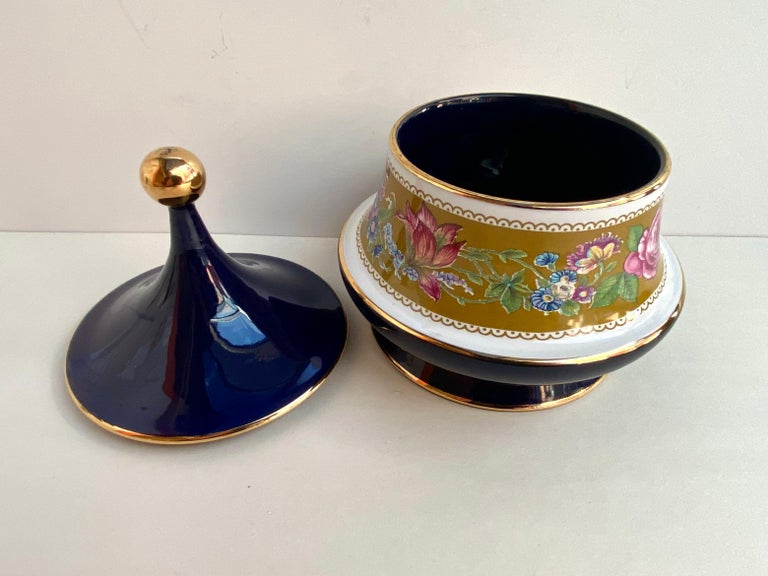 Vintage Cobalt Blue Ceramic Candy or Sugar Bowl, Italy, 1970s For Sale ...