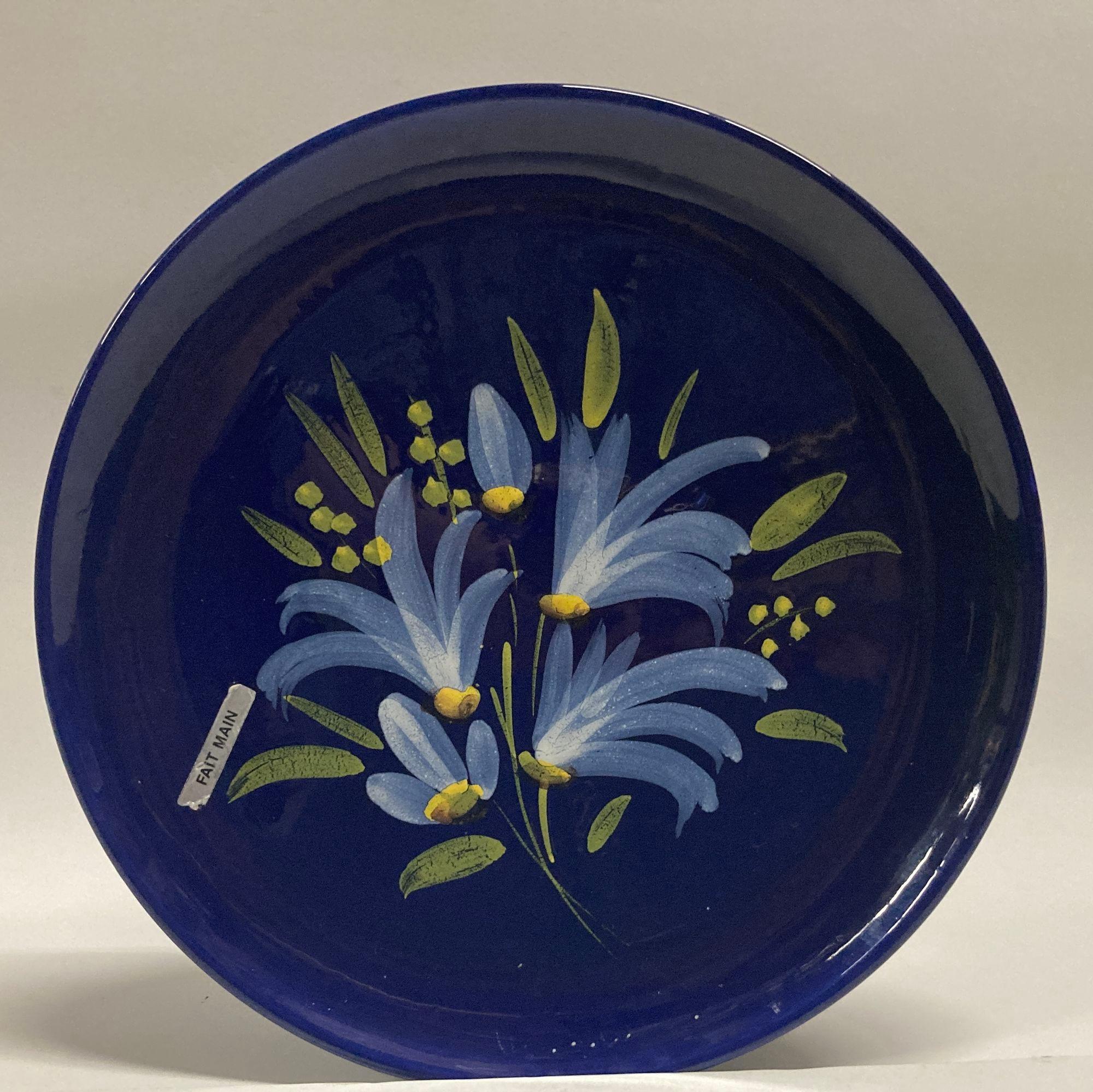 Vintage Cobalt Blue Ceramic Decorative Plate France 1960s For Sale at ...