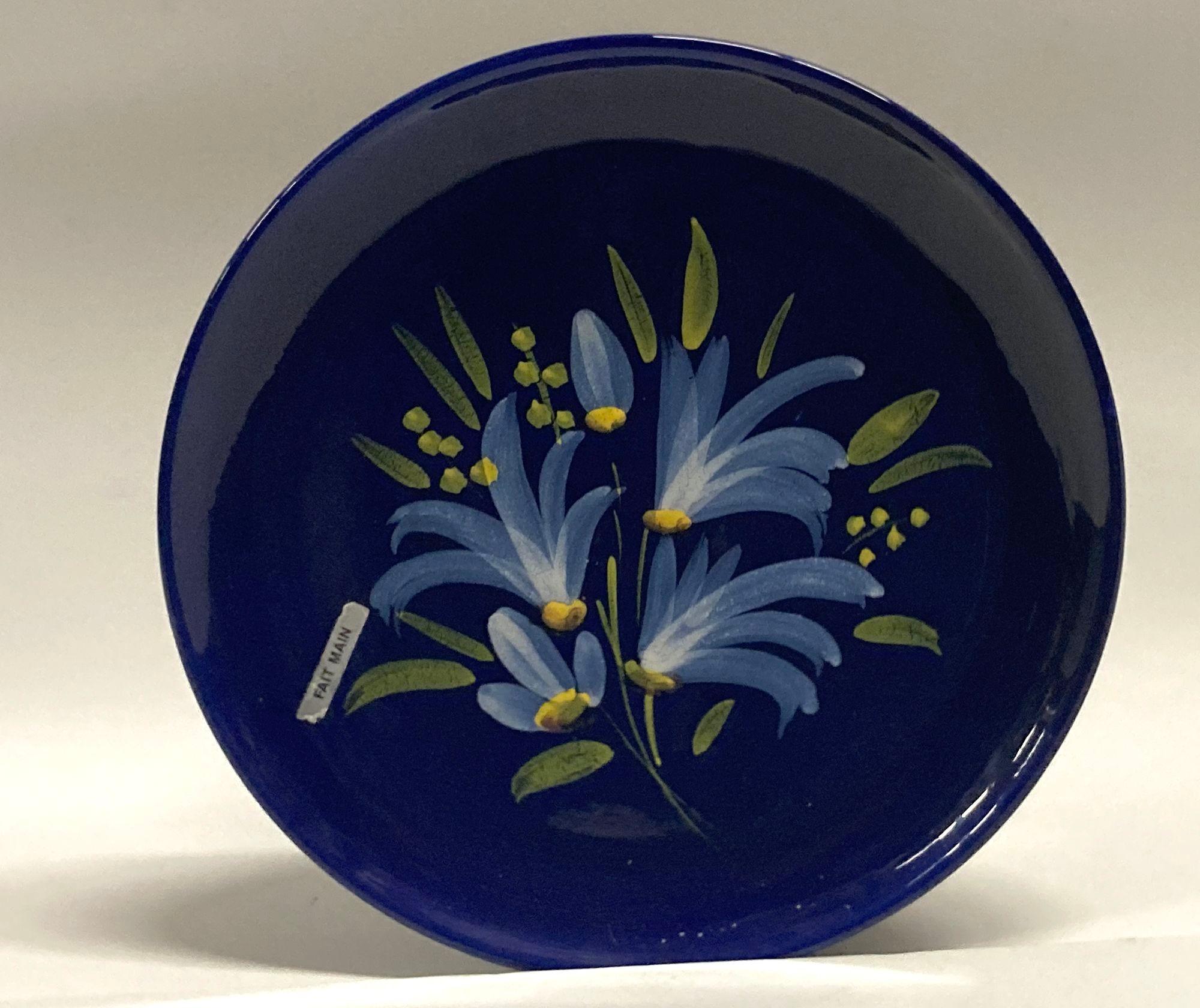 Vintage Cobalt Blue Ceramic Decorative Plate France 1960s For Sale at ...