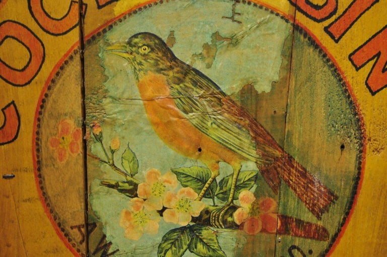 Vintage Cock Robin Flour AW Hammond Co Round Wood Advertisement Plaque ...