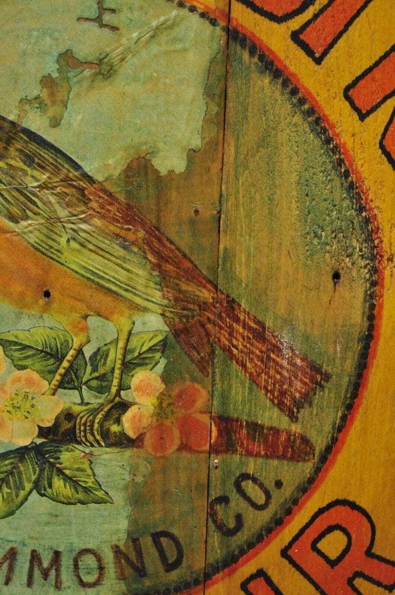 Plaque publicitaire ronde en bois vintage Cock Robin Flour AW Hammond ...