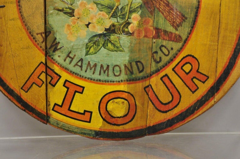 Vintage Cock Robin Flour AW Hammond Co Round Wood Advertisement Plaque ...
