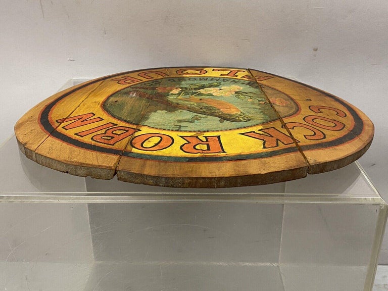Vintage Cock Robin Flour AW Hammond Co Round Wood Advertisement Plaque ...