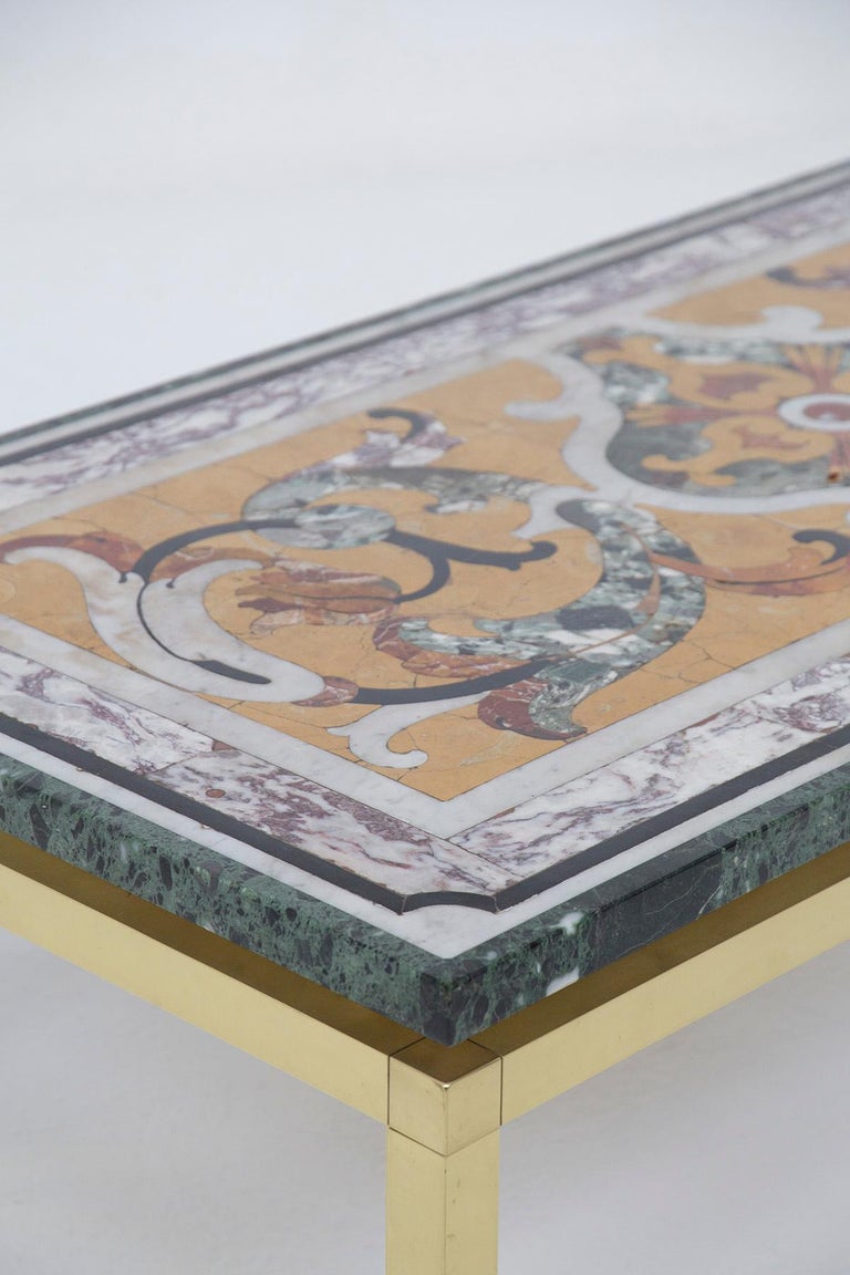 Vintage Coffee Table in Brass and Marble For Sale at 1stDibs