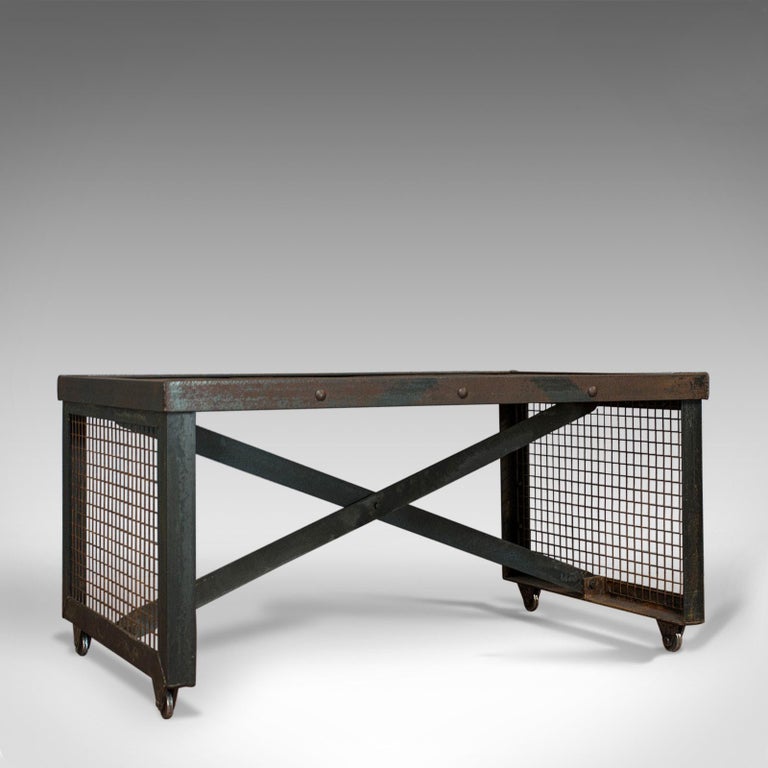 Vintage Coffee Table, Industrial Taste, English, Steel, Oak, 20th ...