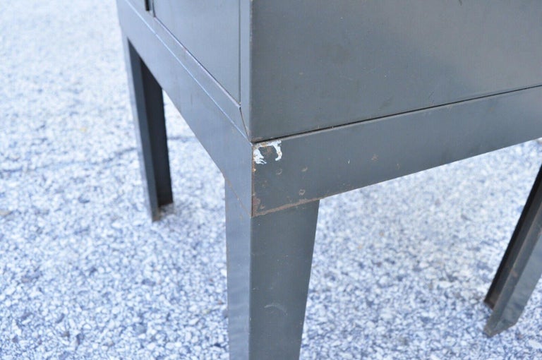 Vintage Cole Steel Industrial Steel Metal Gray Stacking Work File Card ...