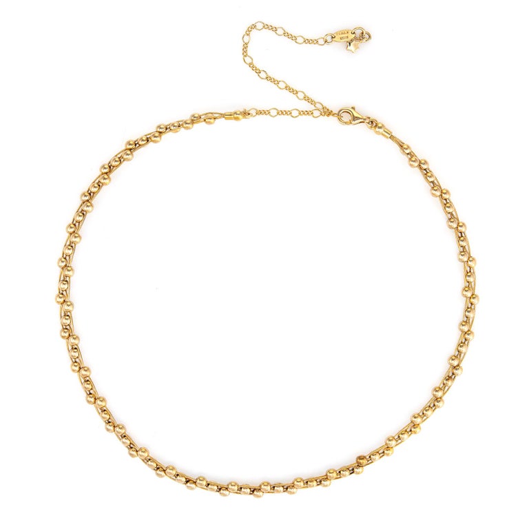 Vintage Collar Necklace Orbs 14k Yellow Gold Adjustable Length Choker ...