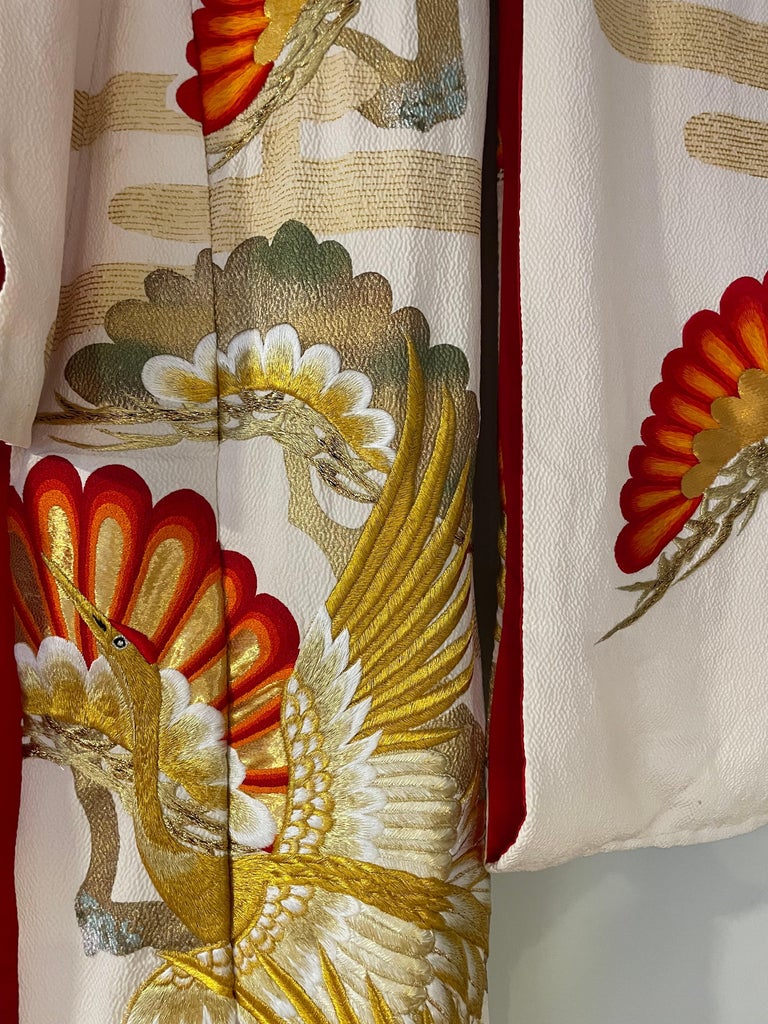 Vintage Collectible Japanese Silk Wedding Ceremonial Kimono For Sale at ...