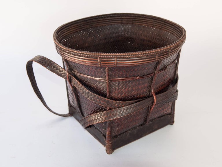 Vintage Collecting Basket, Ata Pue, Laos, Mid-20th Century, Bamboo ...