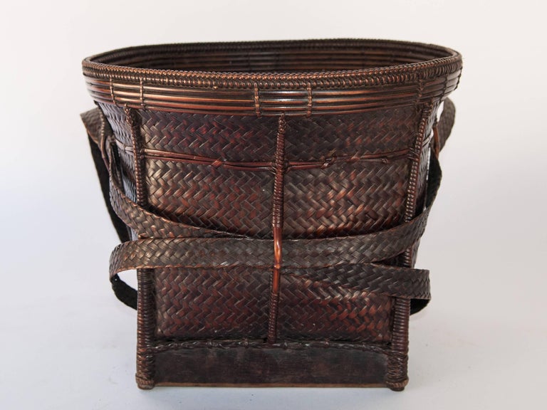 Vintage Collecting Basket, Ata Pue, Laos, Mid-20th Century, Bamboo ...
