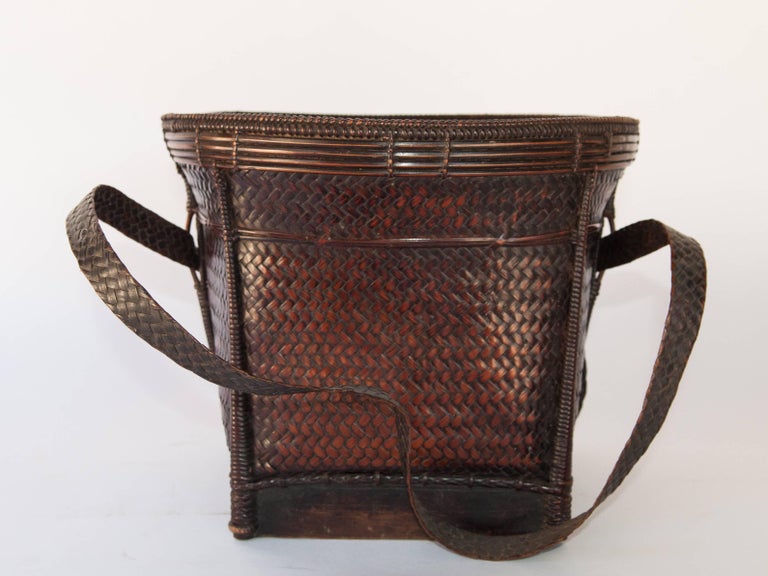 Vintage Collecting Basket, Ata Pue, Laos, Mid-20th Century, Bamboo ...