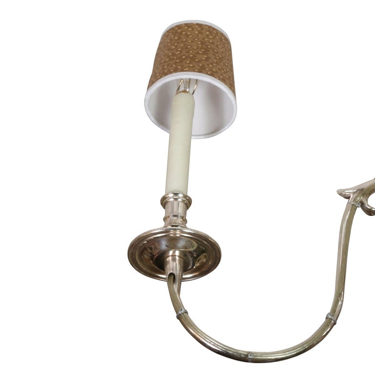 Vintage Colonial Style Silver Eight Arm Chandelier For Sale at 1stDibs