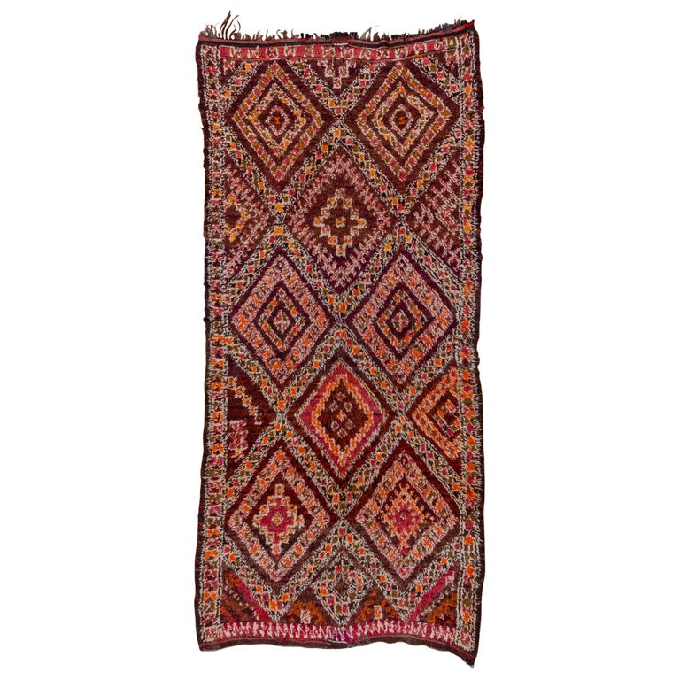 Vintage Colorful Moroccan Berber Gallery Rug For Sale at 1stDibs