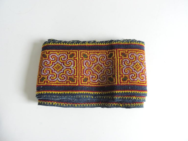 Vintage Colourful Woven Asian Blue and Green Sash/Trim For Sale at 1stDibs