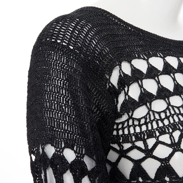 vintage COMME DES GARCONS 1989 black acrylic holey crochet open knit ...
